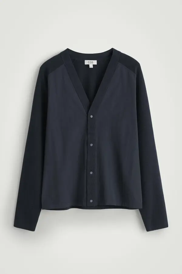 Cos Paneled Knitted Cardigan - Navy