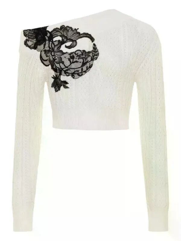 Hellessy Cable-knit Lace-appliqué Sweater - White
