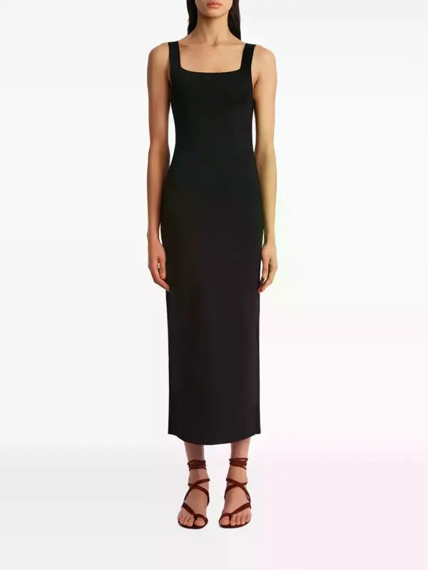 Khaite Dixi Square-neck Midi Dress - Black