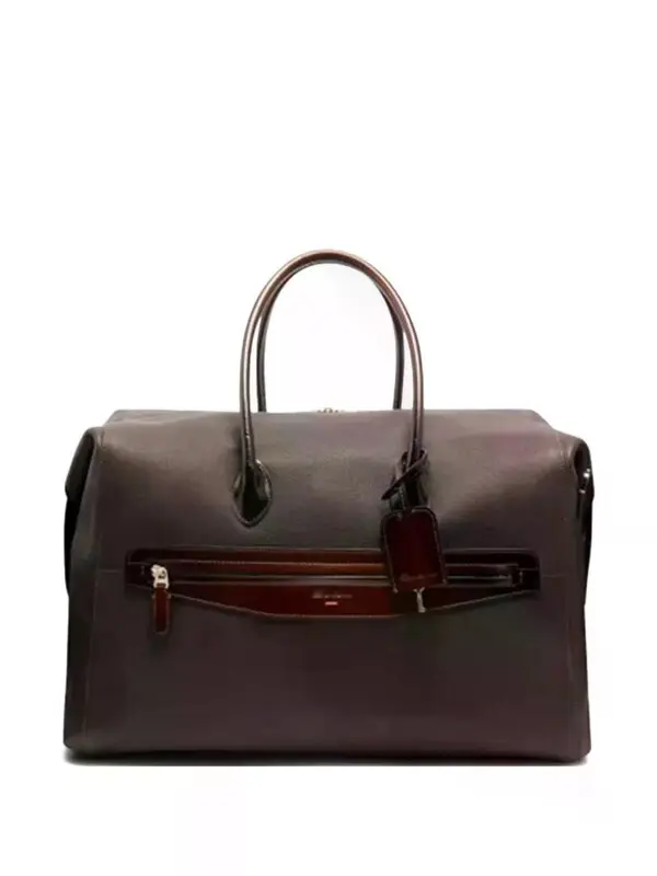 Santoni Leather Top-handle Travel Bag - T50darkbrown