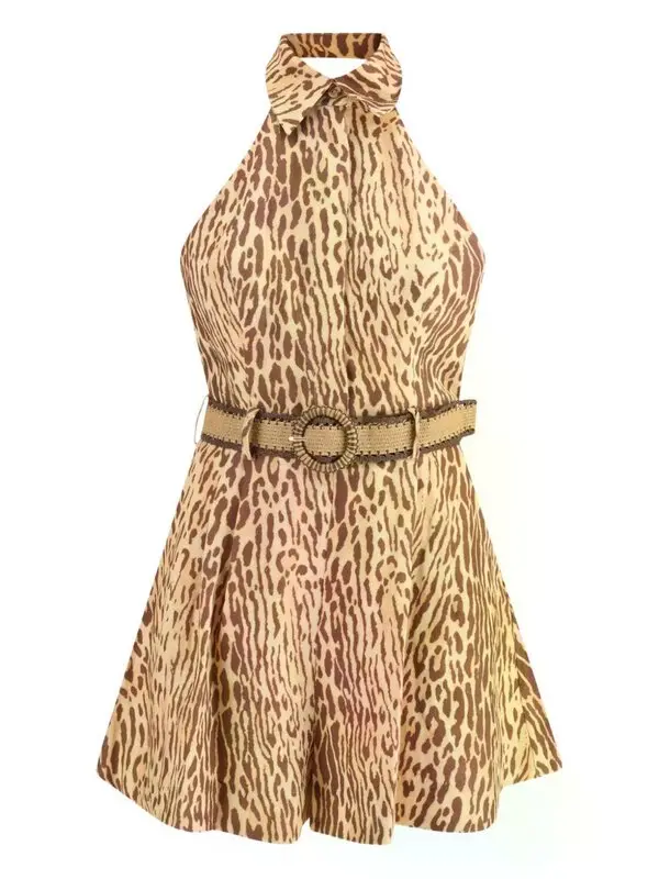 Zimmermann Halterneck Leopard-print Mini Dress
