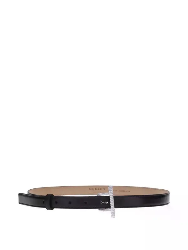 Alexander McQueen Crystal-embellished Leather Belt - Black