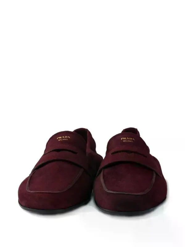 Prada Shuffle Antiqued Suede Loafers - Red