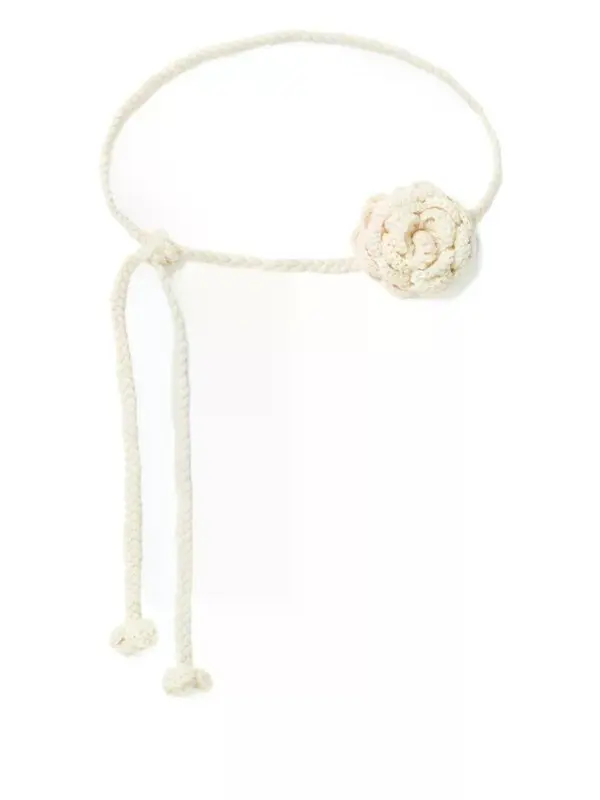 Alanui Rose-crochet Wool Belt - Neutrals