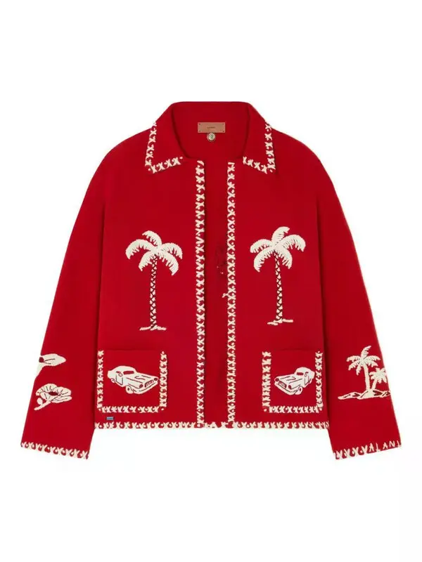 Alanui Palm-tree Car Wool Jacket - 2701-fire-white