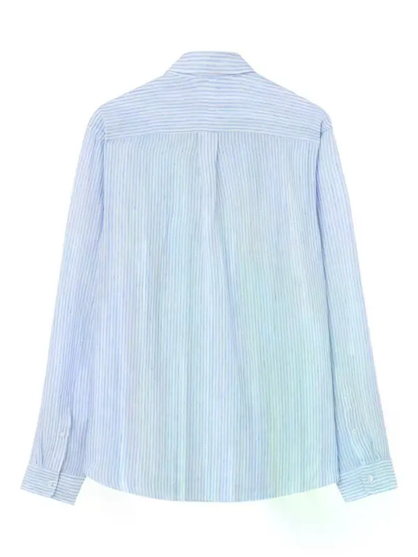 XACUS Striped Linen Shirt - Blue