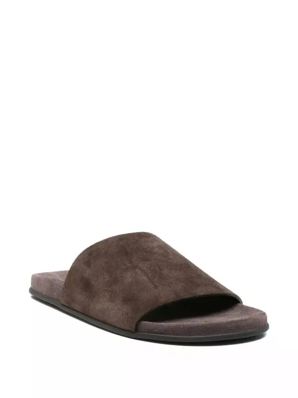 THE ROW Hugh Suede Slides - Brown