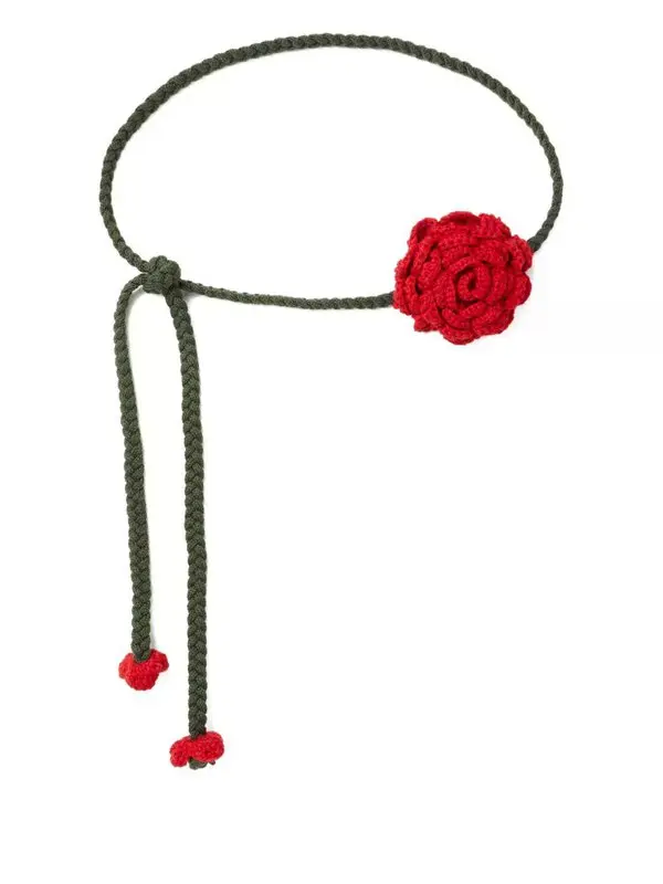 Alanui Rose-crochet Belt - Green