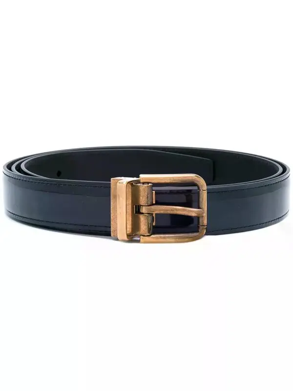 Dolce & Gabbana Calfskin Belt With Gold Buckle - Blue