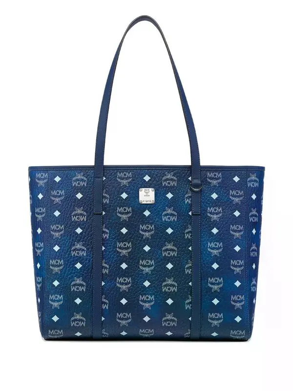 Mcm Toni Visetos Monogram Canvas Top-zip Tote Bag