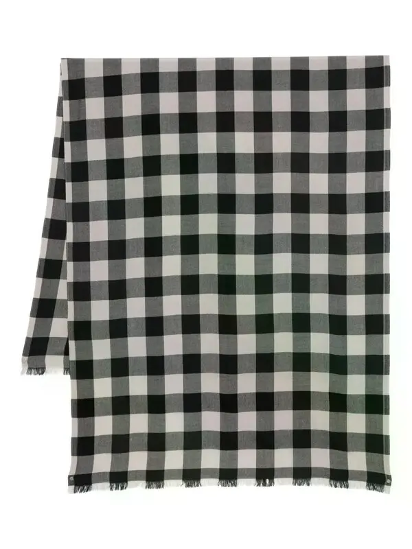 Rick Owens Checked Wool Scarf - Black