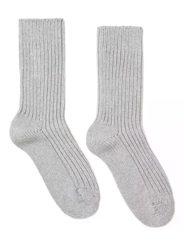 Alanui Ribbed Cashmere Socks - Grey