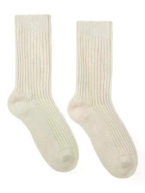 Alanui Ribbed Cashmere Socks - White