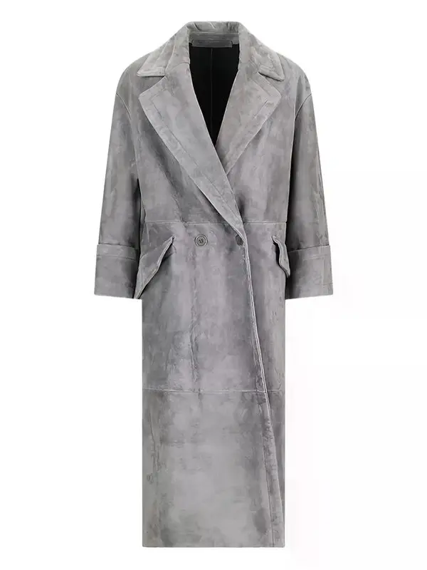 SALVATORE SANTORO Double-breasted Suede Coat