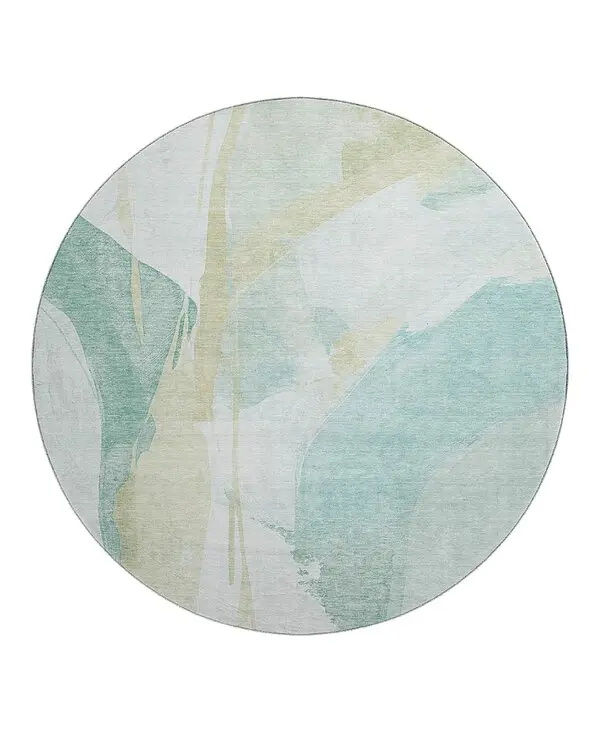 DALYN RUG COMPANY Dalyn Ravenna Washable Rn7 Round Area Rug, 8' X 8 - Teal
