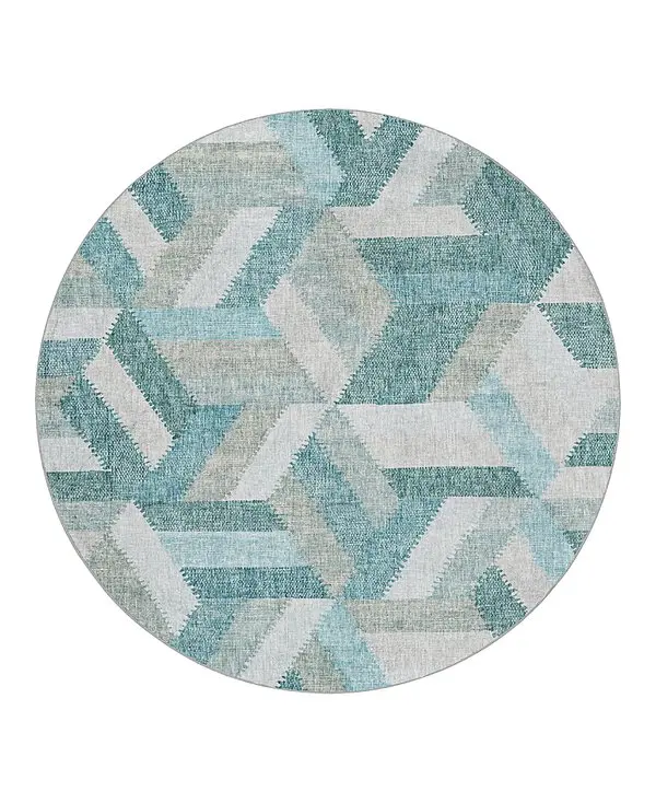 DALYN RUG COMPANY Dalyn Lorenzo Washable Ln1 Round Area Rug, 8' X 8 - Teal