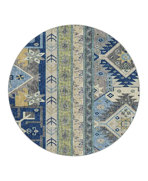 DALYN RUG COMPANY Dalyn Lorenzo Washable Ln3 Round Area Rug, 8' X 8 - Navy