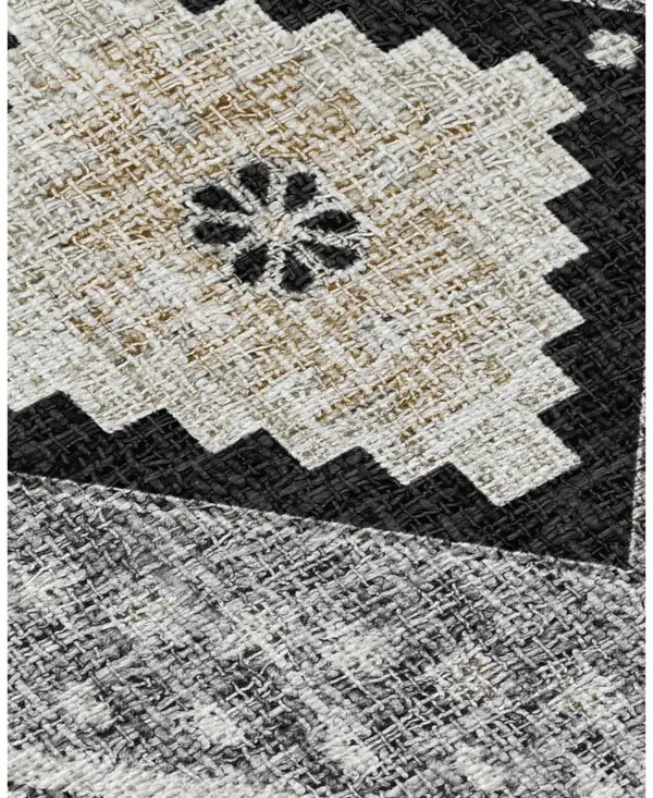 DALYN RUG COMPANY Dalyn Portico Washable Po5 Round Area Rug, 8' X 8 - Black