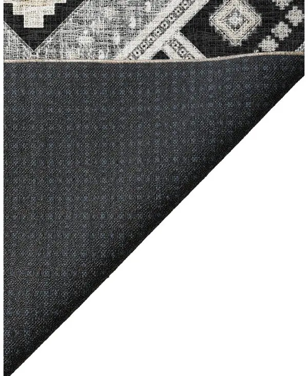 DALYN RUG COMPANY Dalyn Portico Washable Po5 Round Area Rug, 8' X 8 - Black