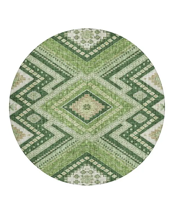 DALYN RUG COMPANY Dalyn Portico Washable Po5 Round Area Rug, 8' X 8 - Green