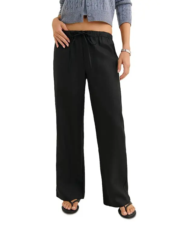 REFORMATION Olina Linen Pants - Black