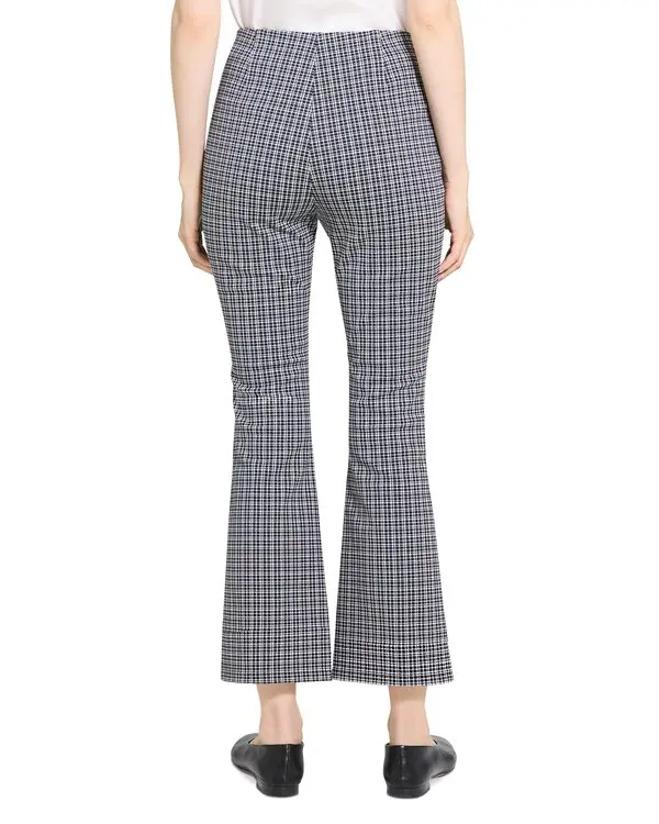 Theory Kick Flare Plaid Trousers - Almond Multi