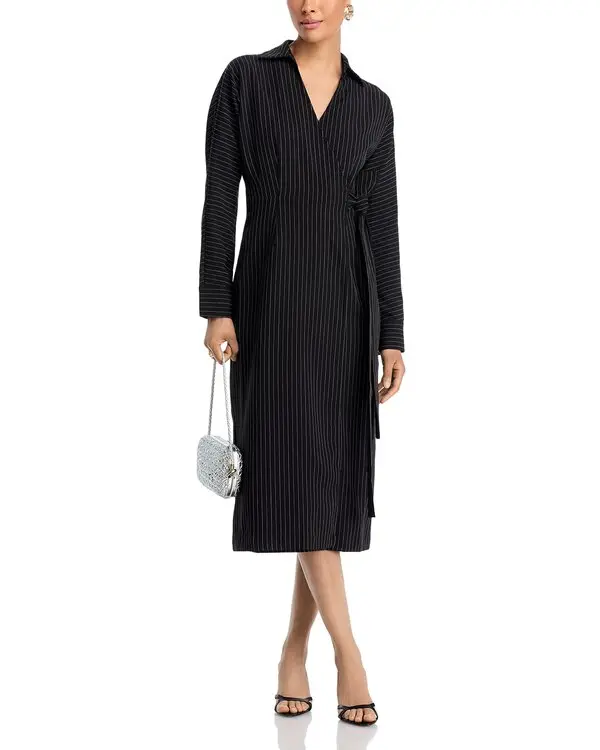 AREA STARS Cass Pinstripe Dress - Black Pinstripe