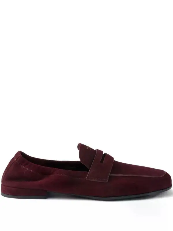 Prada Antiqued Suede Loafers - Red