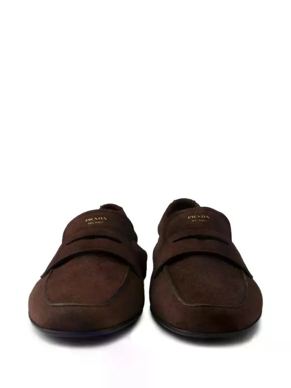 Prada Logo-print Suede Loafers - Brown
