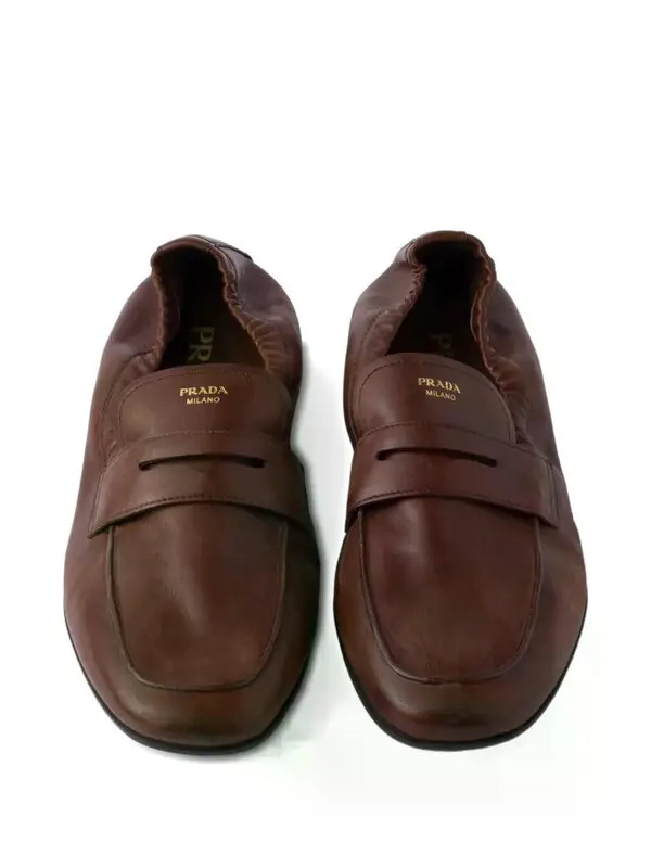 Prada Shuffle Antiqued Leather Loafers