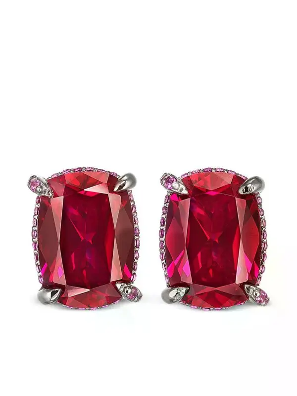 ANABELA CHAN 18kt White Gold Vermeil Wing Ruby Earrings - Red