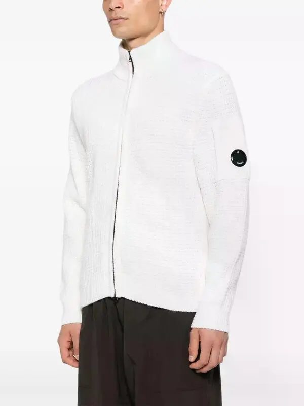 C.P. COMPANY Zip-front Waffle-knit Cardigan With Goggle Patch