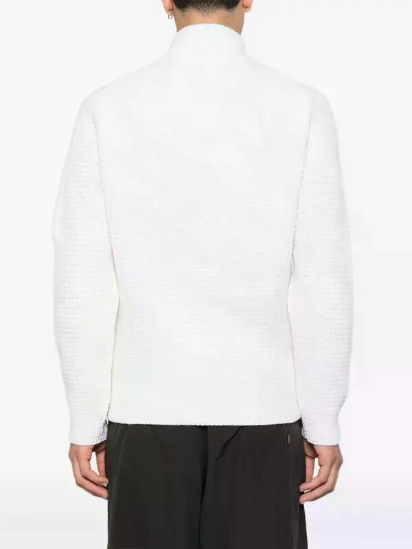 C.P. COMPANY Zip-front Waffle-knit Cardigan With Goggle Patch