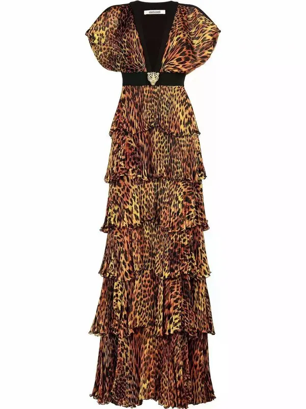 Roberto Cavalli Leopard-print Long Evening Dress
