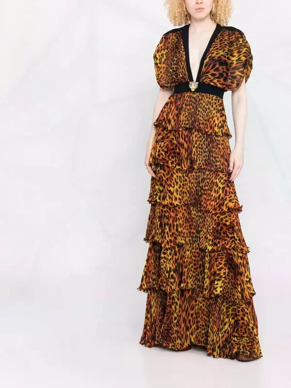 Roberto Cavalli Leopard-print Long Evening Dress