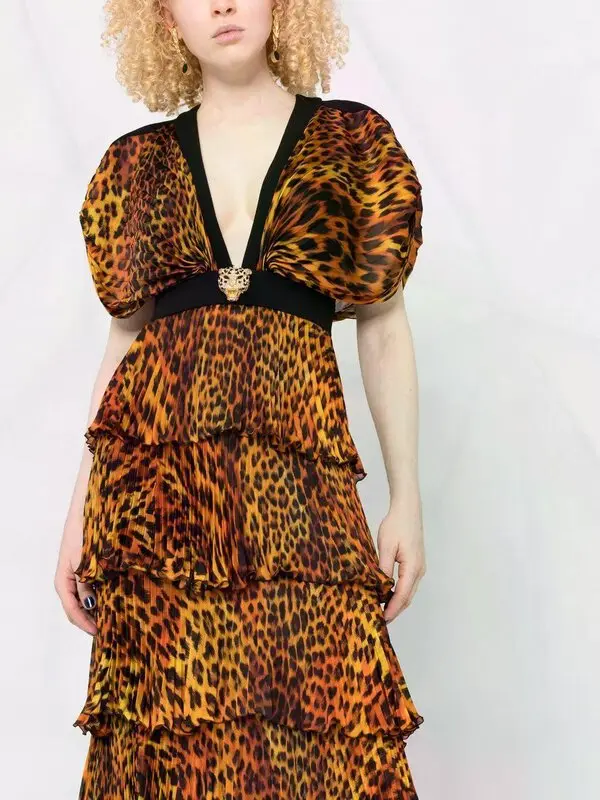 Roberto Cavalli Leopard-print Long Evening Dress