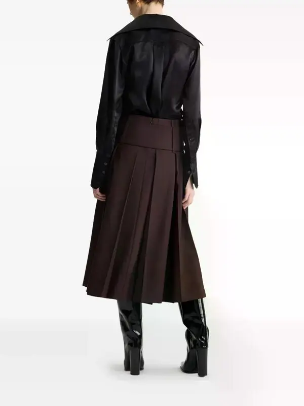 PATOU Belted Pleated Midi Skirt