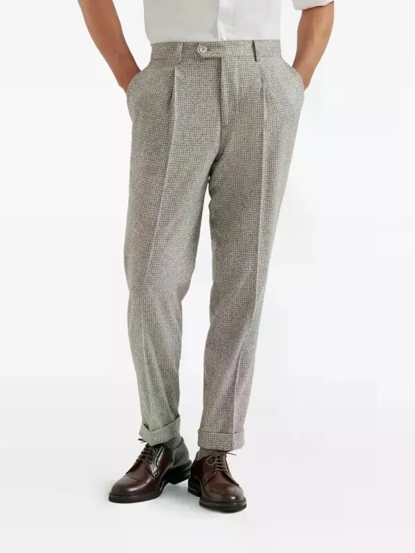 Brunello Cucinelli Pleated-front Check-pattern Trousers