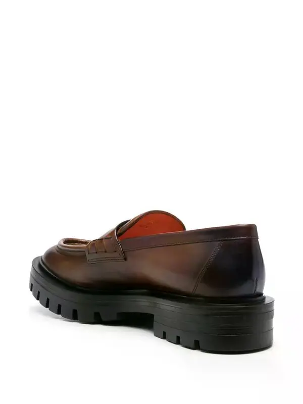 Santoni Leather Penny Loafers