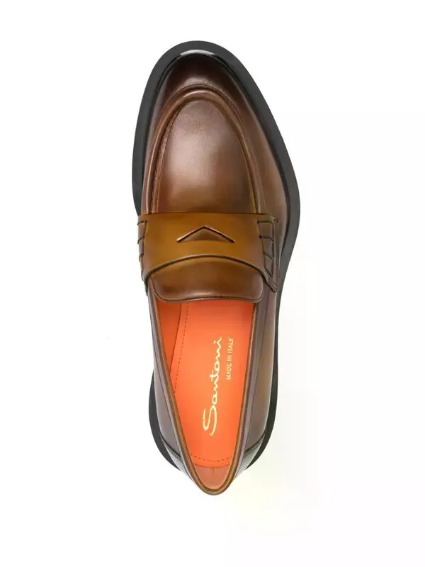 Santoni Leather Penny Loafers