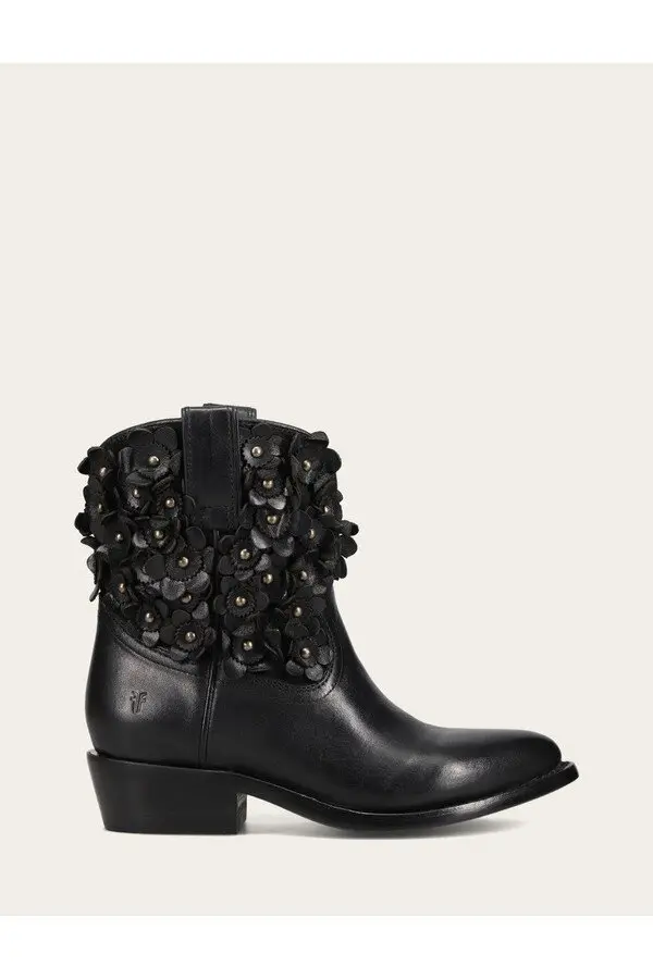 THE FRYE COMPANY Billy Flower Leather Booties - Black