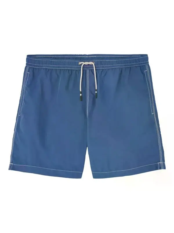 Hartford Contrast-stitch Swim Shorts - Blue