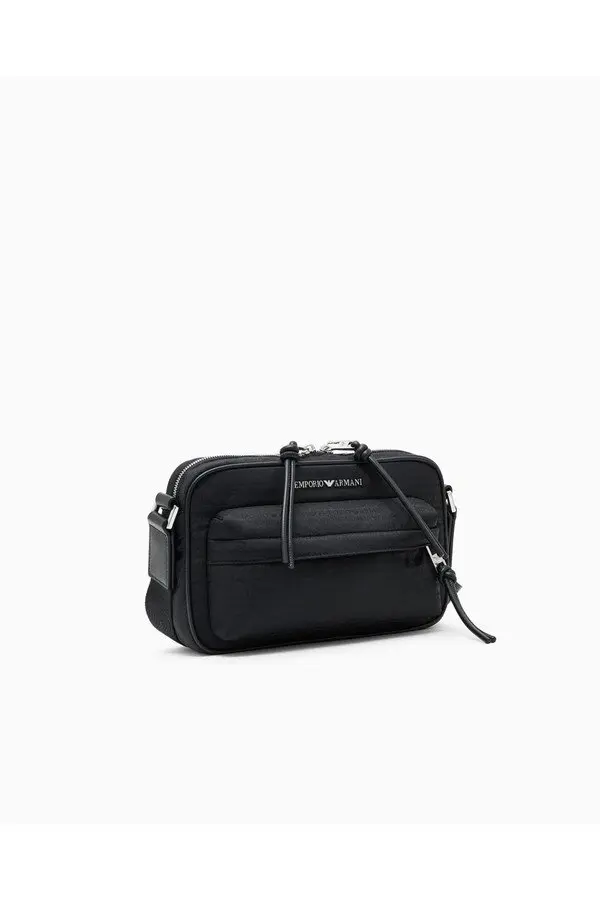 Emporio Armani Nylon Camera Case With Monogram Lettering