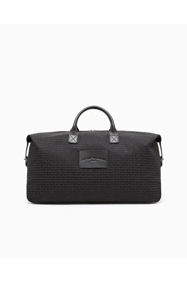 Emporio Armani Monogram Jacquard Weekend Bag - Grey