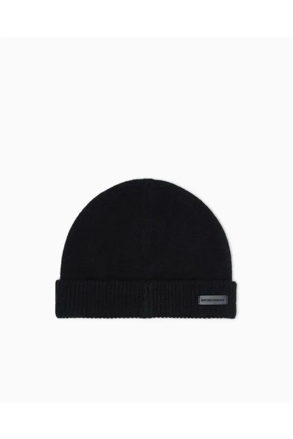Emporio Armani Pure Cashmere Beanie - Black