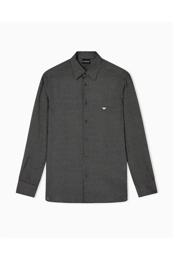 Emporio Armani Lyocell Shirt With A Patterned Print - Black
