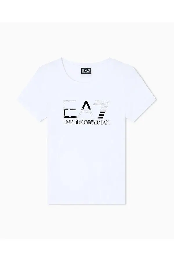 EA7 Logo Series Stretch-jersey Crew-neck T-shirt - White