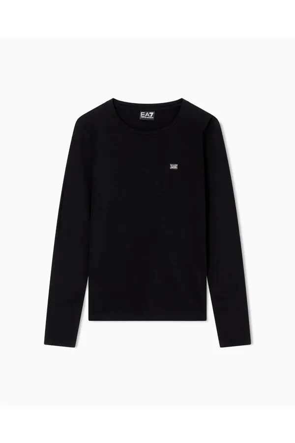 EA7 Core Lady Stretch-jersey Long-sleeved T-shirt - Black