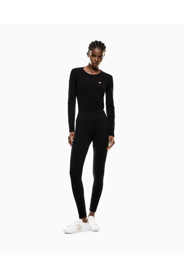 EA7 Core Lady Stretch-jersey Long-sleeved T-shirt - Black
