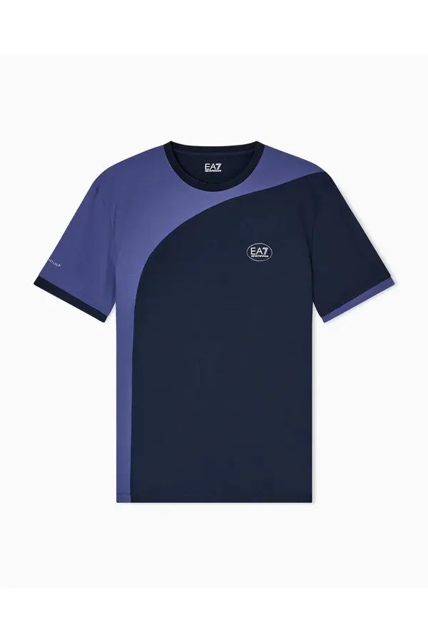 Emporio Armani Tennis Pro Crew-neck T-shirt In Ventus7 Technical Fabric - Navy